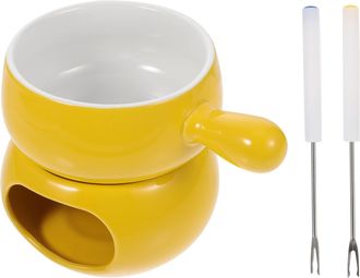 TOPBATHY 1satz Ceramic Fondue Set F&uuml;r Schokolade Und K&auml;se Teilige Keramik-Topf Mit Blauem Sockel F&uuml;r Desserts Und Snacks Fonduegabeln Farben Variabel