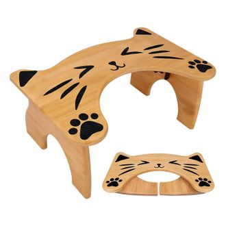 Generic Toiletten Fu&szlig;hocker f&uuml;r Erwachsene,Verstellbarer Rutschfester Hockhocker Mit Hockposition | 18 cm H&ouml;he Zusammenklappbarer Toilettenhocker aus Holz,F&uuml;r