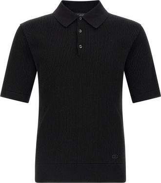 Dolce & Gabbana Homme, Tops, Noir, Taille: L Polo en coton micro-c&ocirc;tel&eacute;