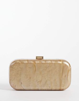 True Decadence Pochette rigide en r&eacute;sine effet marbr&eacute; - Marron
