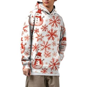 Generic Sweat à capuche de Noël pour homme - Motif graphique 3D - Décontracté - Fêtes de vacances - Pull à capuche avec poche - Vêtements pour adultes - Manch