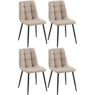 Clp Lot de 4 chaises de salle &agrave; manger Antibes similicuir Taupe