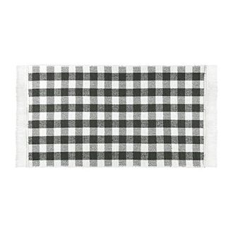 WohnDirect Tapis de Cuisine à Carreaux 50 x 100 cm Anthracite pour la Cuisine, Le Couloir, Le Salon - Tapis de Cuisine Lavable en Machine - Tapis en 100% Coton a
