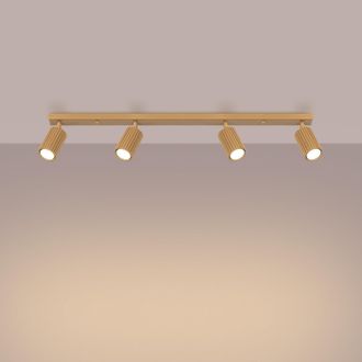 Sollux Lighting Deckenlampe Deckenleuchte Deckenstrahler Aluminium LED-Gl&uuml;hbirne 3000K warmes Wei&szlig; Licht 4 Flammig 81 x 6,5 x 16,5 cm GLOOW Gold