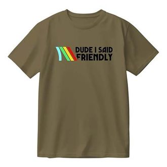 Generic ARC Raiders Dude I Said Friendly T-shirt en coton unisexe col rond d&eacute;contract&eacute; &agrave; manches courtes, kaki, M