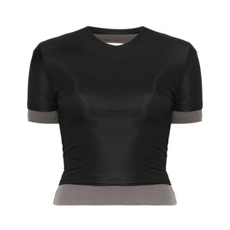CHRISTOPHER ESBER Femme, Tops, Noir, Taille: 34 FR T-shirt Noir &agrave; D&eacute;tails Superpos&eacute;s et Torsad&eacute;s