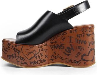 Chlo&eacute; Femme, Chaussures, Noir, Taille: 39 EU Maxime Wedge Sandal