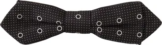 Dolce & Gabbana Mens Black White Polka Dot Silk Neck Papillon Tie
