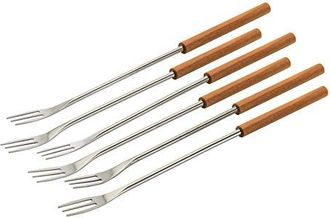 Kuhn Rikon Käsefonduegabeln Kirschholz 6-teilig, Wood, Silber/Holzfarbe
