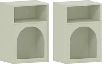 HOMCOM Homcom - Lot de 2 chevets tables de nuit design tendance troglodyte 2 niches dim. 40 x 30 x 60 cm vert deau