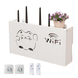 Generic WiFi-Router-Speicherhalter - Fortune Cat Wandbox, Bel&uuml;ftetes Organizerregal, Dekorative Routerh&uuml;lle | Stilvolle Wohnkultur WiFi Box Hider Fernbedienun