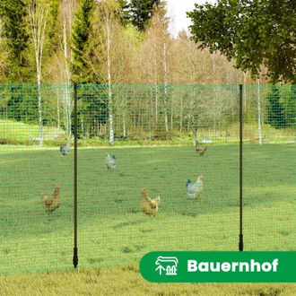 Woltu Gefl&uuml;gelnetz Gartenzaun Hundezaun Steckzaun Campingzaun mit 15 Pf&auml;hlen Windenseilen Erdn&auml;geln Kabelbindern, 25x0,9 m, Gr&uuml;n - Woltu