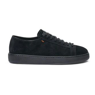 Santoni Low-Top Sneakers aus Wildleder vom Kalb - - Shoes - Herren - Schwarzk - 42 EU