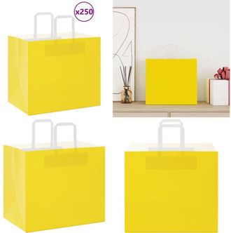 vidaXL Vidaxl - Papiertragetaschen 250 Stk. mit Henkeln Gelb 32x22x28 cm