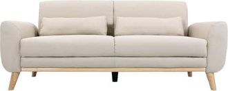 Miliboo Canap&eacute; scandinave 3 Places en Tissu Beige et Bois Clair EKTOR