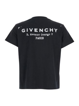 Givenchy Womens Black Crewneck T-Shirt With Logo Cotton T-Shirts & Jerseys