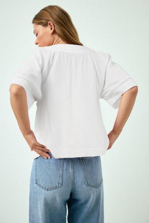 Next Langarmbluse Doppellagige Bluse mit V-Ausschnitt und R&uuml;schen (1-tlg)