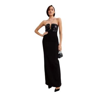 Roland Mouret Femme, Robes, Noir, Taille: 38 FR Robe Maxi Noire avec Paillettes