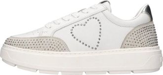 Love Moschino Femme, Chaussures, Blanc, Taille: 38 EU Baskets en daim et strass