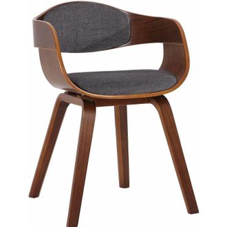 Clp Chaise de visiteur de style R&eacute;tro en tissu et bois de noyer avec divers accoudoirs Couleur : Gris clair