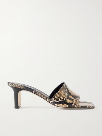 Aeyde Jessie Snake-effect Leather Sandals - Animal print