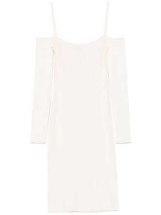 MUGLER robe mi-longue à détails de fentes - Tons neutres