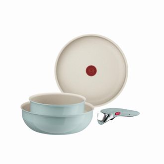 T-fal Ingenio Serenity Kochgeschirr-Set 4-teilig, Mineralia Antihaftversiegelung, platzsparend, stapelbar, f&uuml;r alle Herdarten, sp&uuml;lmaschinengeeignet, Eucaly
