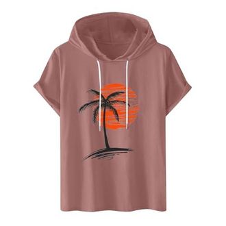 Generic T-shirts &agrave; capuche pour homme - T-shirt d&eacute;t&eacute; &agrave; capuche &agrave; manches courtes - Sweat &agrave; capuche sans manches - Pour les loisirs - Couleur unie - Sweat-shir