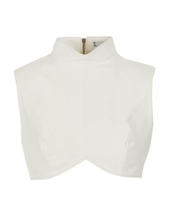 8 by YOOX LEATHER MOCK NECK CROPPED TOP