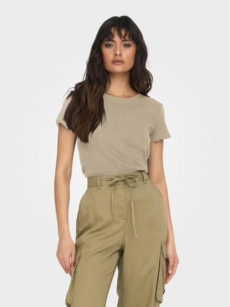Only T-Shirt Carlotta 15256154 Beige Tight Fit