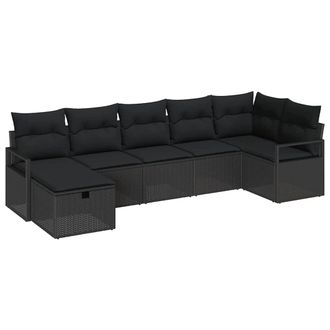 vidaXL Vidaxl Set Di Divani 7 Pz Nero Polyrattan