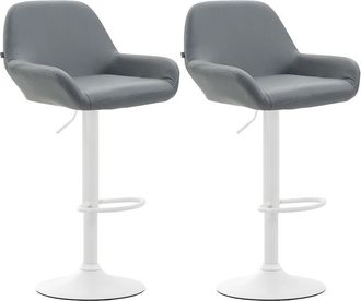 Clp 2er Set Barhocker Braga Kunstleder grau weiß