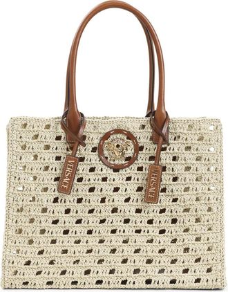 Versace Femme, Sacs, Beige, Taille: ONE Size La Medusa Grand Sac Cabas en Raphia