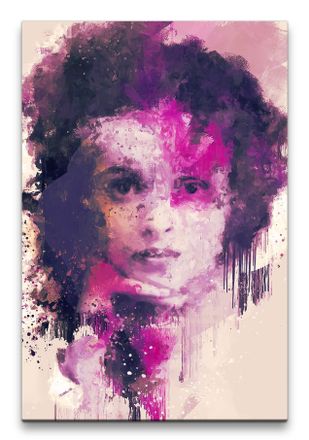 Paul Sinus Art Helena Bonham Carter Portr&auml;t Abstrakt Kunst Schauspielerin Farben 60x90cm Leinwandbild
