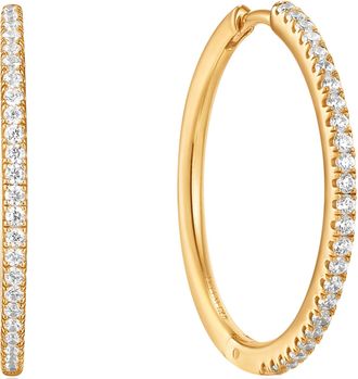 Ania Haie Damen Creolen GLAM ROCK Ohrringe aus 925 Sterling Silber 14k vergoldet, besetzt mit 50 Zirkonia, Gr&ouml;&szlig;e: 23 mm, inkl. Geschenkverpackung