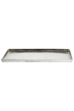 Ambia Home Tablett, Nickel, Metall, Uni, rechteckig, 29x3x59 cm, Tischkultur & Servieren, Tabletts