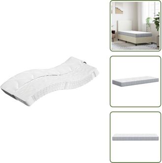 vidaXL Matratze Taschenfederkern Mittel 90x190 cm - Taschenfederkernmatratze - Matratze 90x190 - Mittelhart - Wei&szlig;e Matratze - Hellgraue Matratze - The