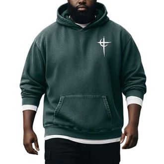 Generic Sweat &agrave; capuche J&eacute;sus pour homme - Sweat-shirt graphique dautomne imprim&eacute; croix chr&eacute;tienne avec cordon de serrage - Haut tendance pour les vacances au