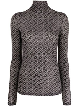 Pinko haut &agrave; imprim&eacute; Love Birds en mesh - Noir