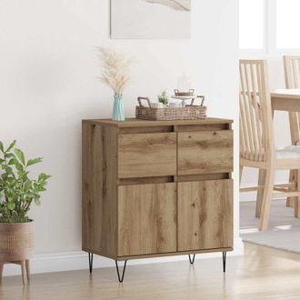 vidaXL Buffet Ch&ecirc;ne artisanal 60 x 35 x 70 cm Bois ding&eacute;nierie et fer vidaXL