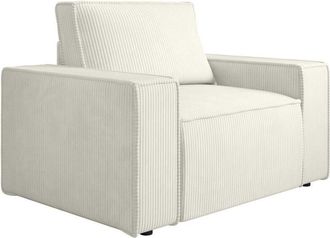 Vente-Unique Vente-unique - Fauteuil en velours côtelé blanc amelia