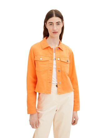 Tom Tailor Damen 1035325 Basic Jeansjacke, 29751 - Bright Mango Orange, XS