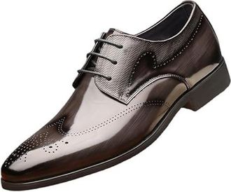 Generic Chaussures habillées for Hommes à Lacets en Similicuir, Richelieus à Bouts dailes en Relief, Brillantes, antidérapantes, à Talon Bas, antidérapantes, 