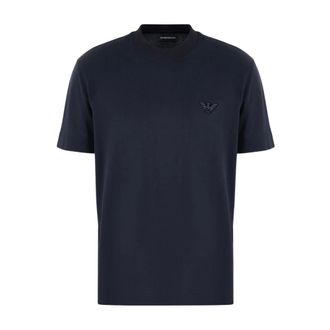 Emporio Armani Homme, Tops, Bleu, Taille: 2XL T-shirt ras du cou avec logo floqu&eacute;