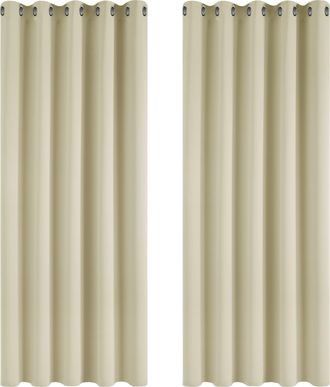 Deconovo Verdunkelungsvorhang Kälteschutz Gardinen Schlafzimmer Kälteschutzvorhang Blickdicht Thermo Vorhang Kälteschutz Oesen, 160x168 cm(HöhexBreite), Beige,