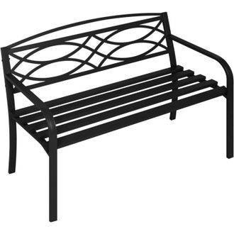 Woltu Woltu - Banc de Jardin 127x83x59, 5 cm, Banc Ext&eacute;rieur Jardin en M&eacute;tal, Banc 3 Places pour Patio, Terrasse, Parc, Noir