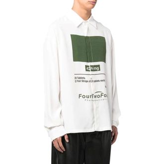 424 Homme, Chemises, Blanc, Taille: XL Chemise &agrave; Imprim&eacute; Graphique Coton Blanc