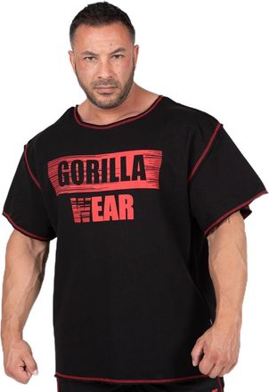 Gorilla Wear Wallace Workout Top Bodybuilding Old School Shirt weiter Halsausschnitt Doppelgr&ouml;&szlig;en (DE/NL/SE/PL, Alphanumerisch, XXL, 3XL, Regular, Tall, schwarz/ro