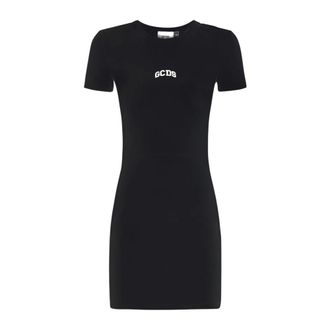 GCDS Geripptes Stretch-Baumwoll-Minikleid - - Dresses - Damen - Schwarzk - 2XS