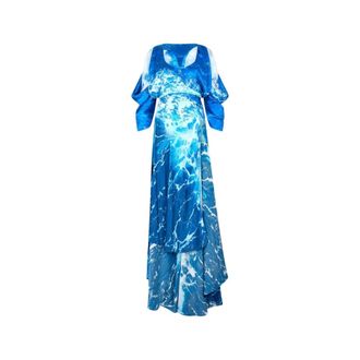 Roberto Cavalli Messina Print Langes Kleid Elegantes Design - - Dresses - Damen - Blau - XS
